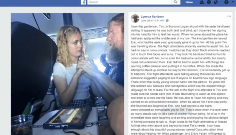 Deaf blind man struggles 30,000 ft in air when 15-yr-old girl grabs his ...