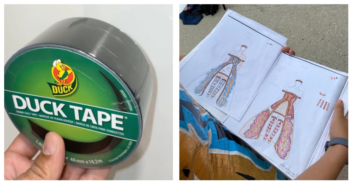 Using 17 rolls of duct tape teen creates stunning prom dress attracting ...